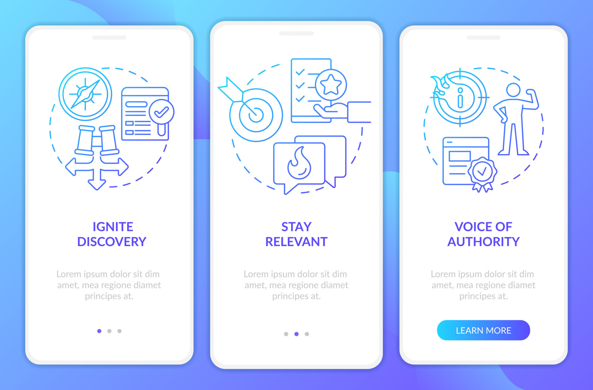 Search Engine Optimization Pillars Blue Gradient Onboarding Mobile App Screen Walkthrough 3