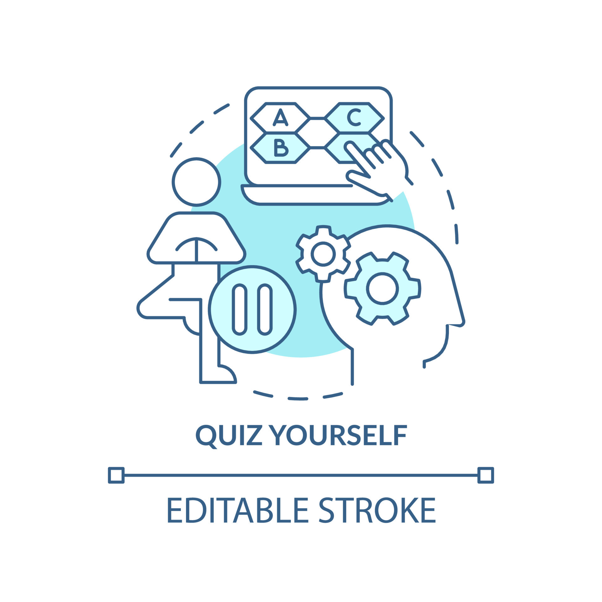Quiz Yourself Turquoise Concept Icon Progress Assessment Learning Technique Abstract Idea Thin