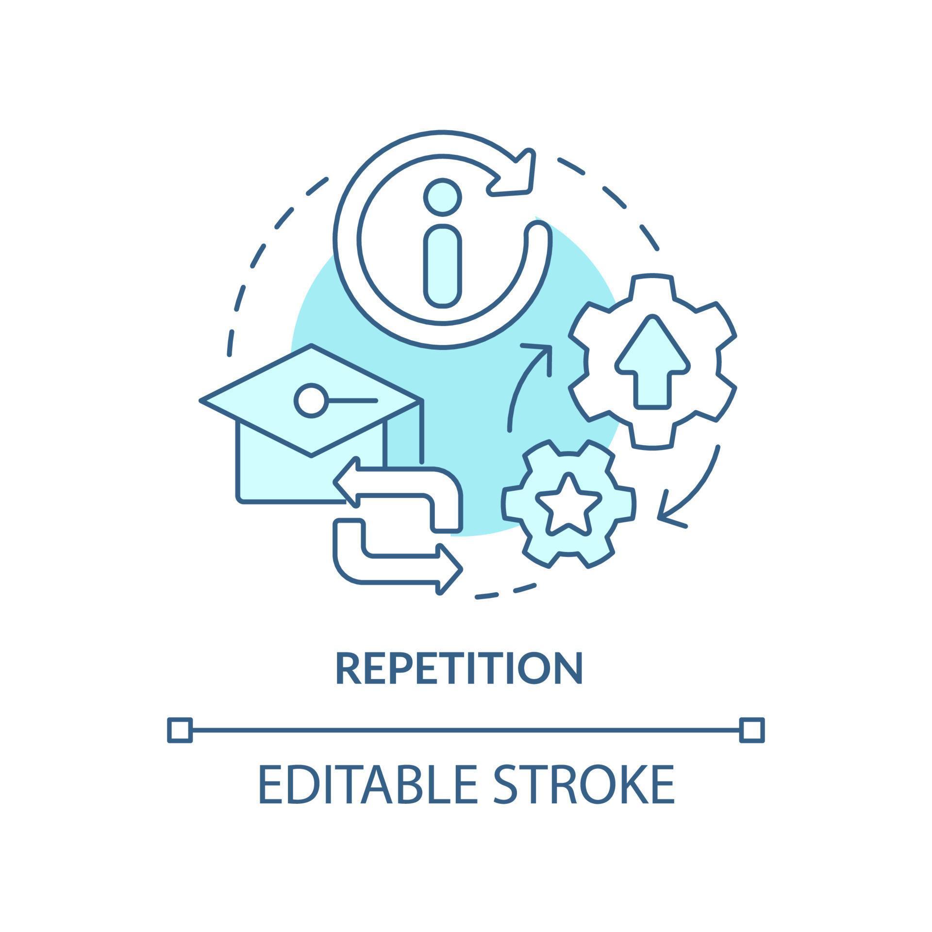 Repetition turquoise concept icon. Rote learning and training. Principle of learning abstract ...