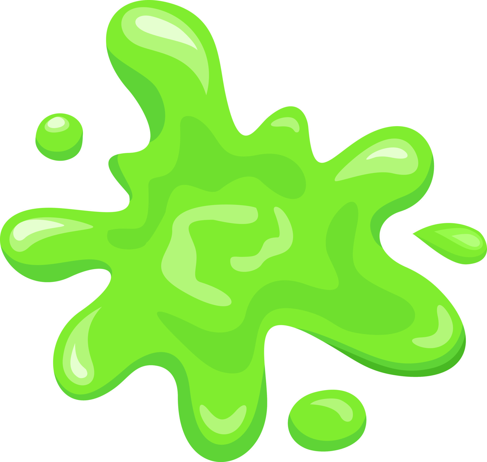Cartoon Slime Dripping Mucus Green Goo Drip Sticky Slimy Mucus Liquid Splash Splatter Viscous
