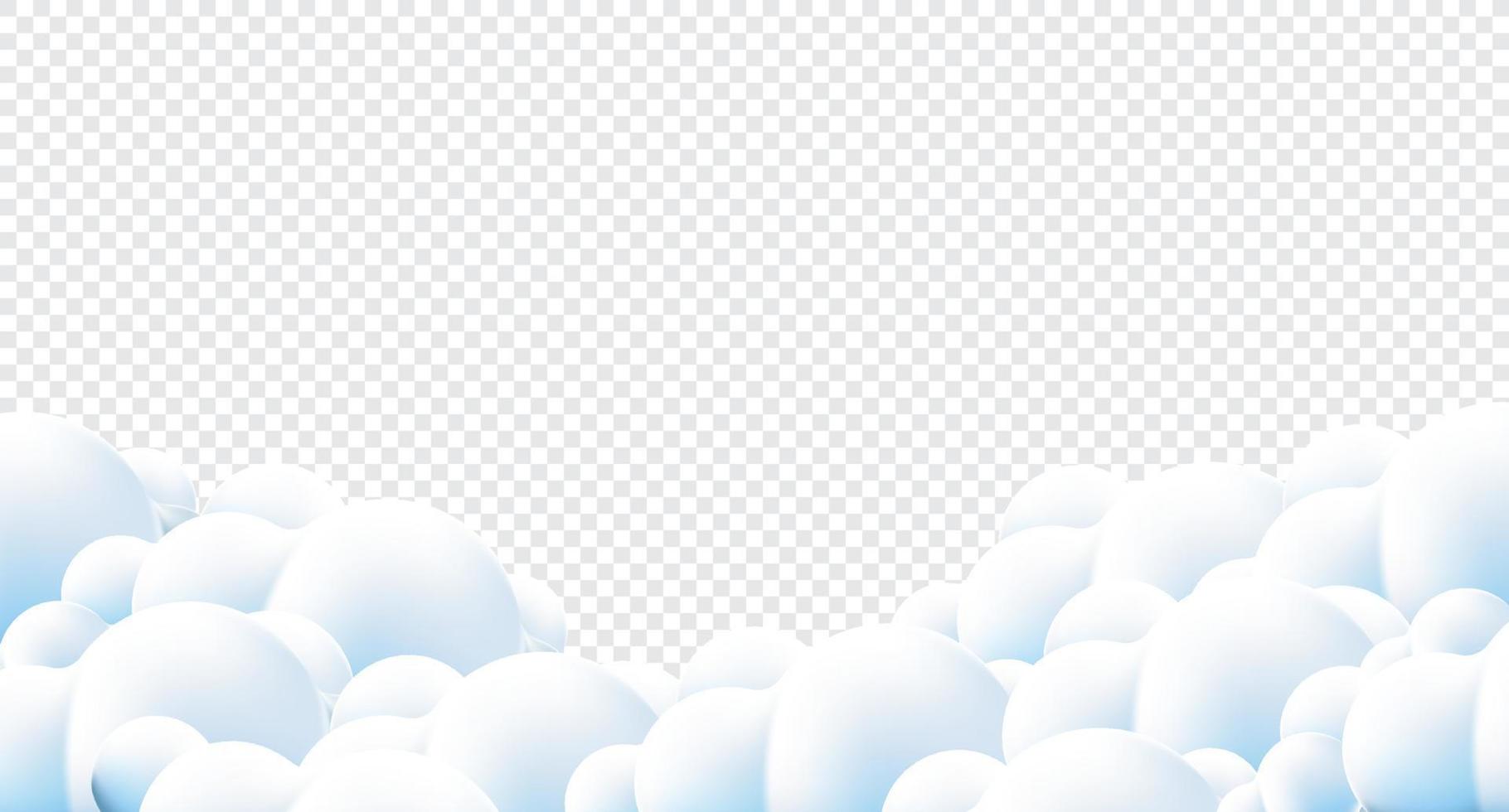Beautiful fluffy clouds on blue sky background. Clouds on blue sky banner. Vector clouds. Border ...