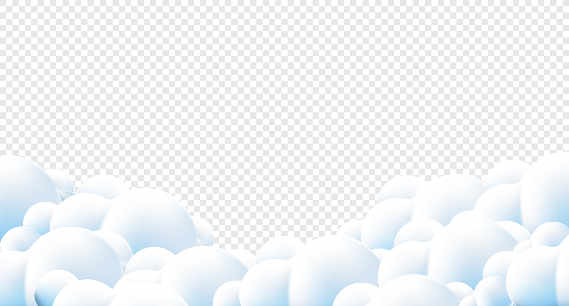 Beautiful fluffy clouds on blue sky background. Clouds on blue sky banner. Vector clouds. Border ...