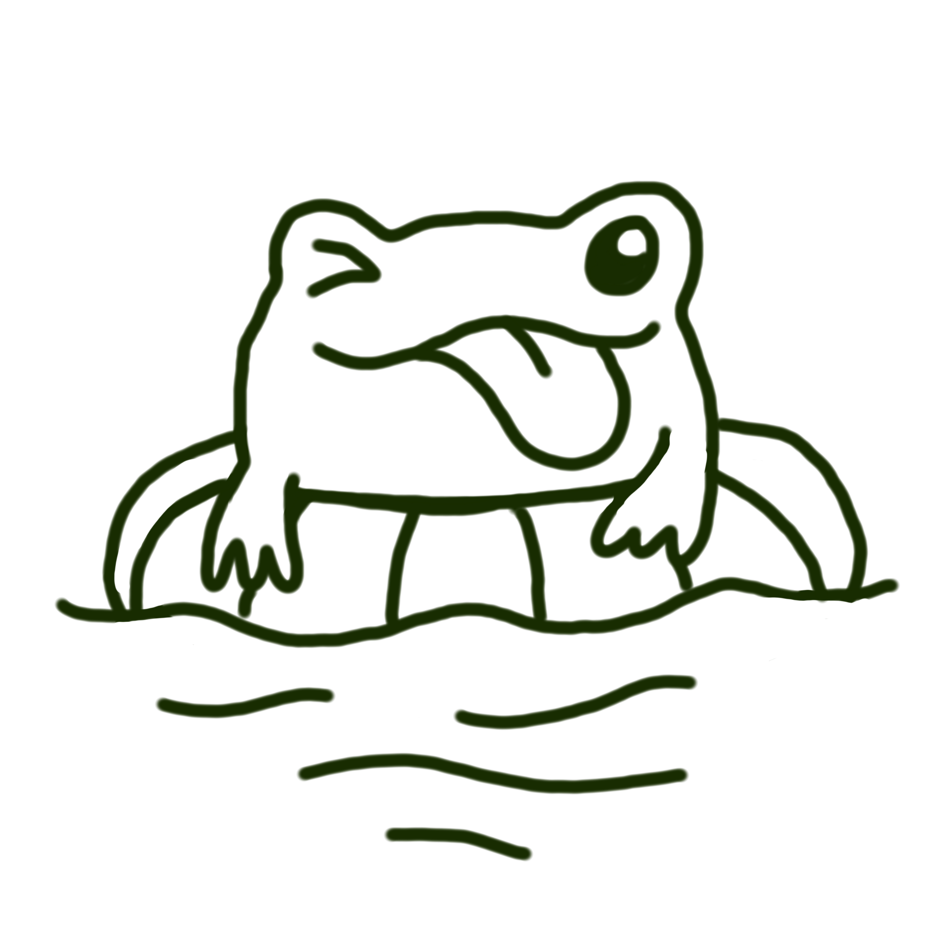 Cute Cheerful Frog Cartoon Character Line Art 13387616 Png
