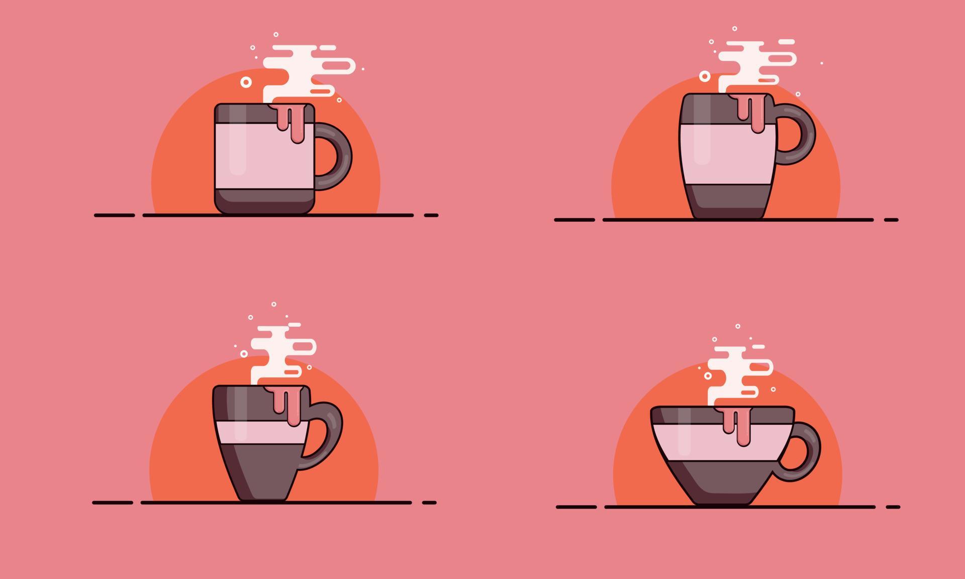 Set of hot cups of tea, coffee in different shapes. A cup in brown on the table. 13388158 Vector ...