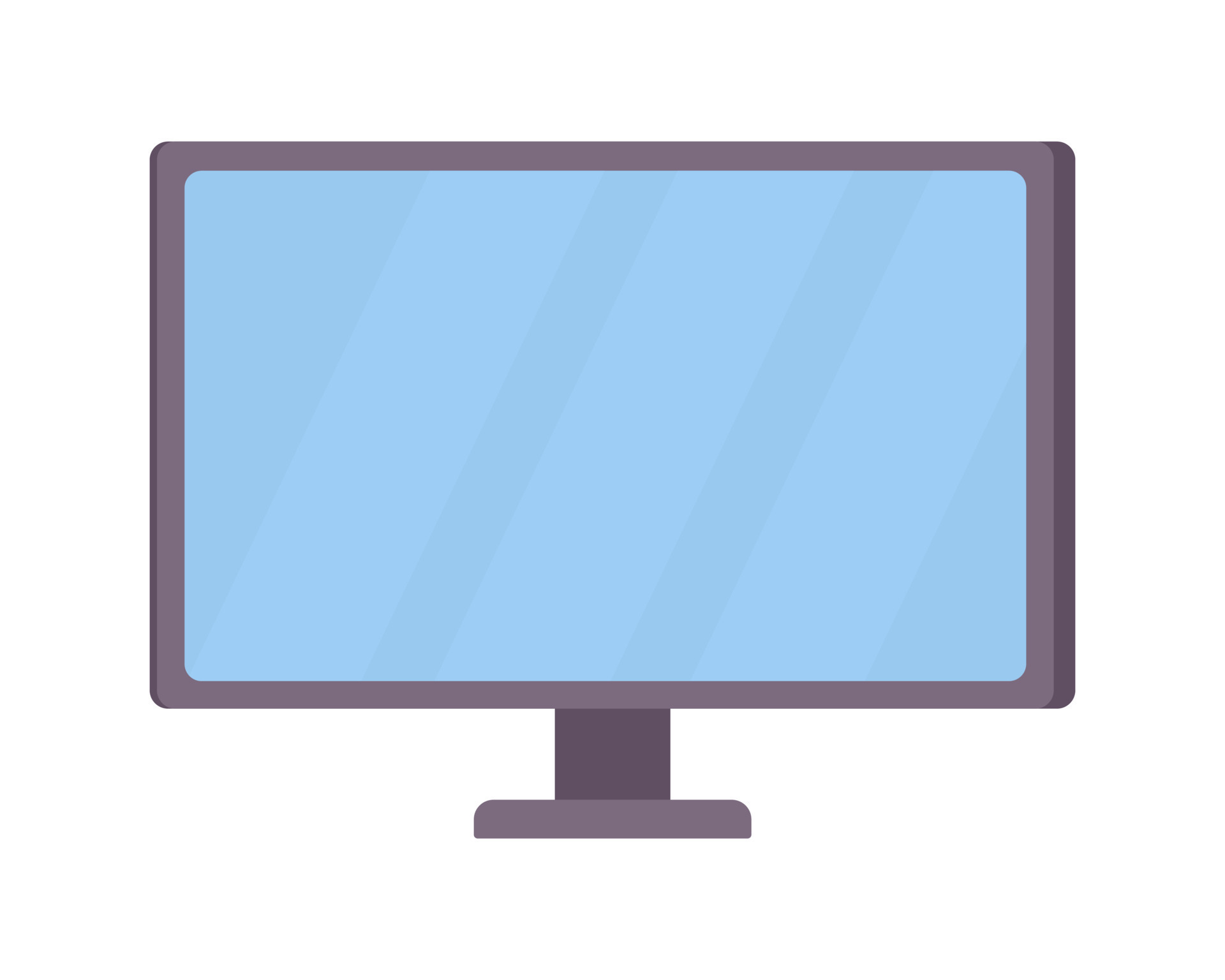 PC monitor semi flat color vector object. Computer blank screen. Editable element. Full sized ...