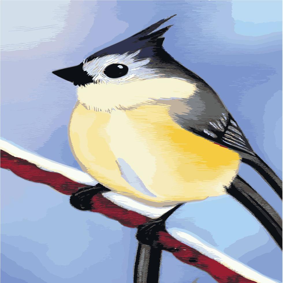 Vector realistic detailed vector illustration winter birds branches ...