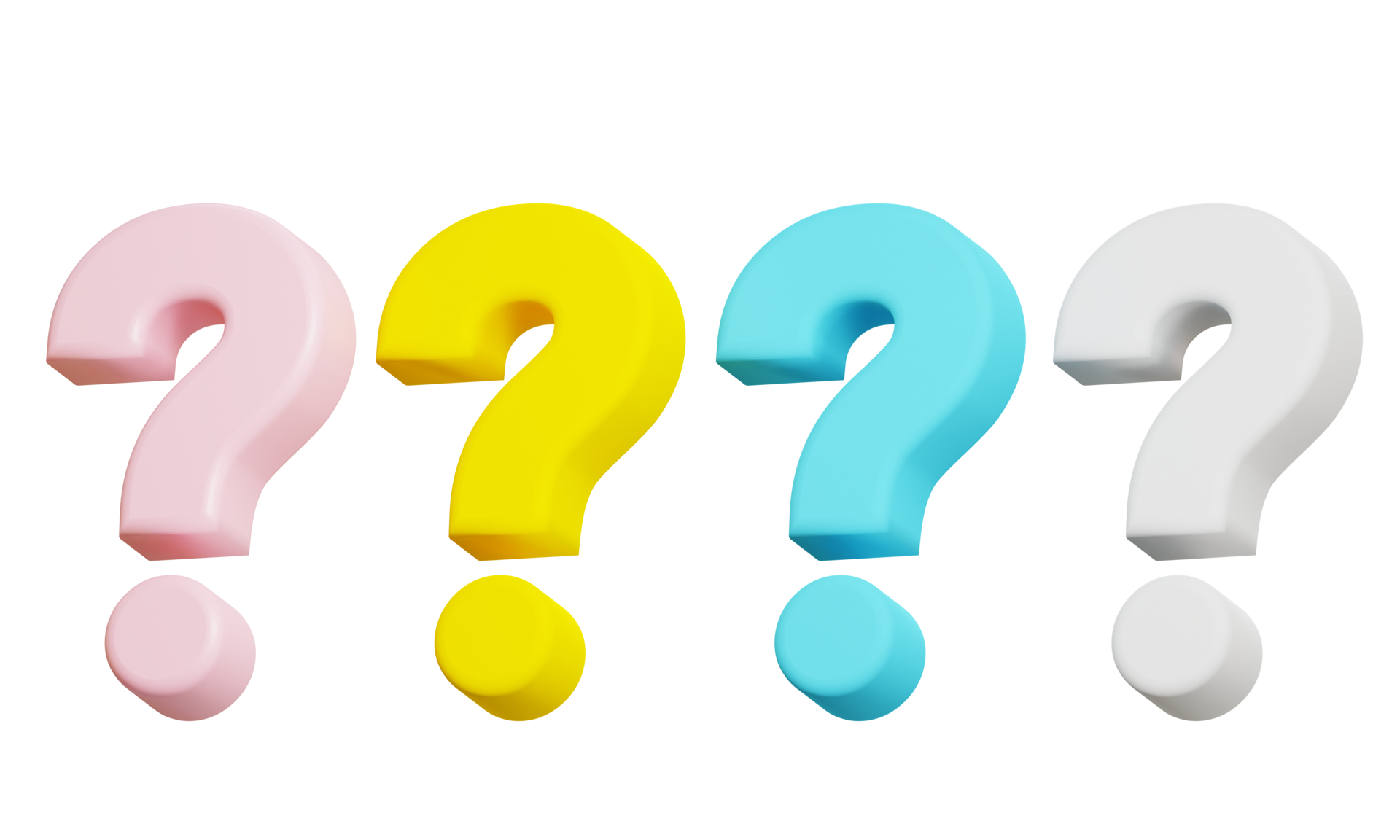 3d Rendering Questions Mark Set Pink Yellow Blue White Sign Icon 13390805 Png