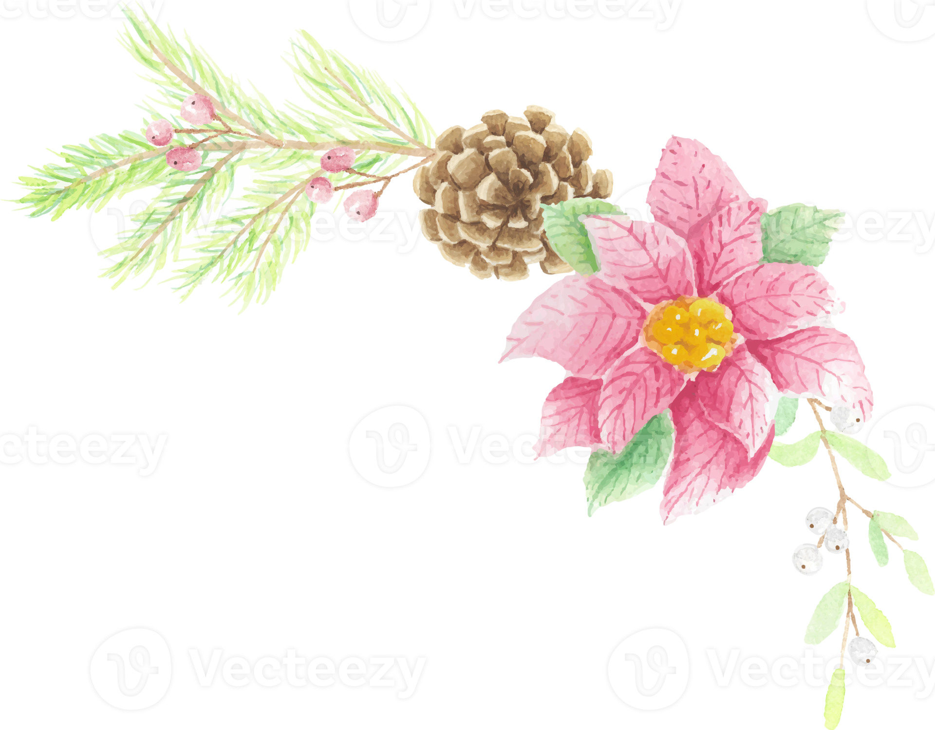 Watercolor Christmas Poinsettia Flower Bouquet 13390896 Png