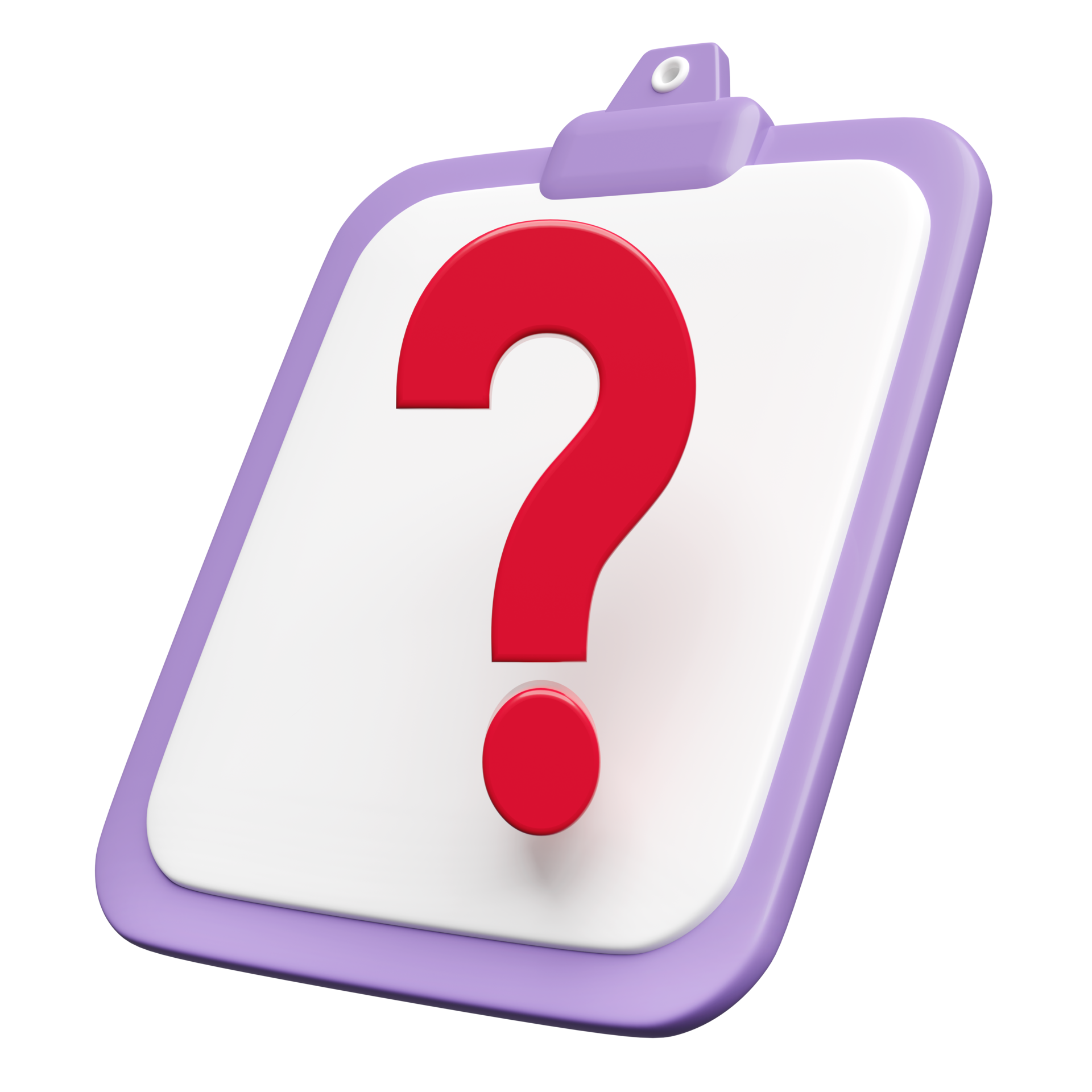 3d Clipboard With Red Question Mark Symbol Icon Checklist Paper Isolated Faq Or Frequently