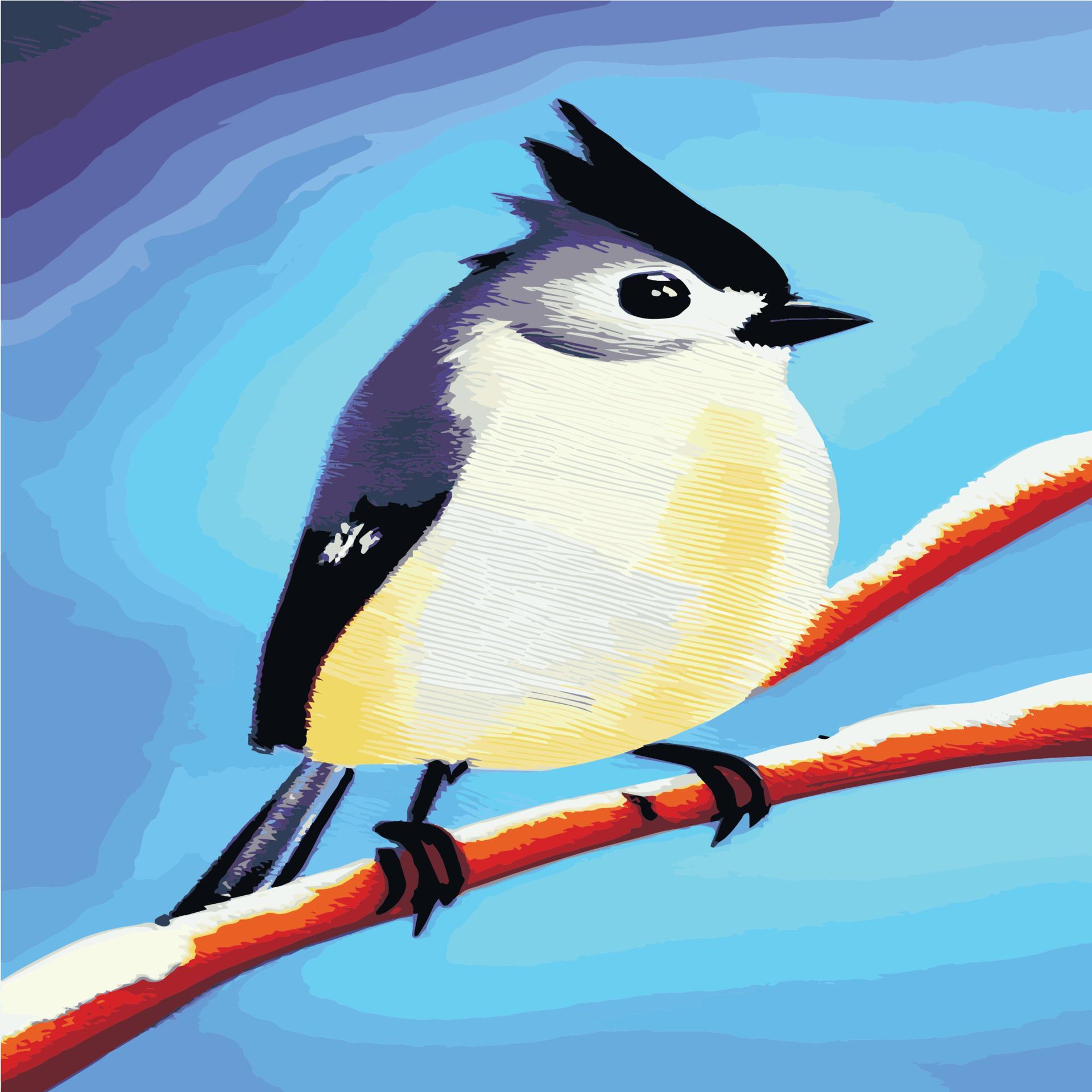 Vector realistic detailed vector illustration winter birds branches ...