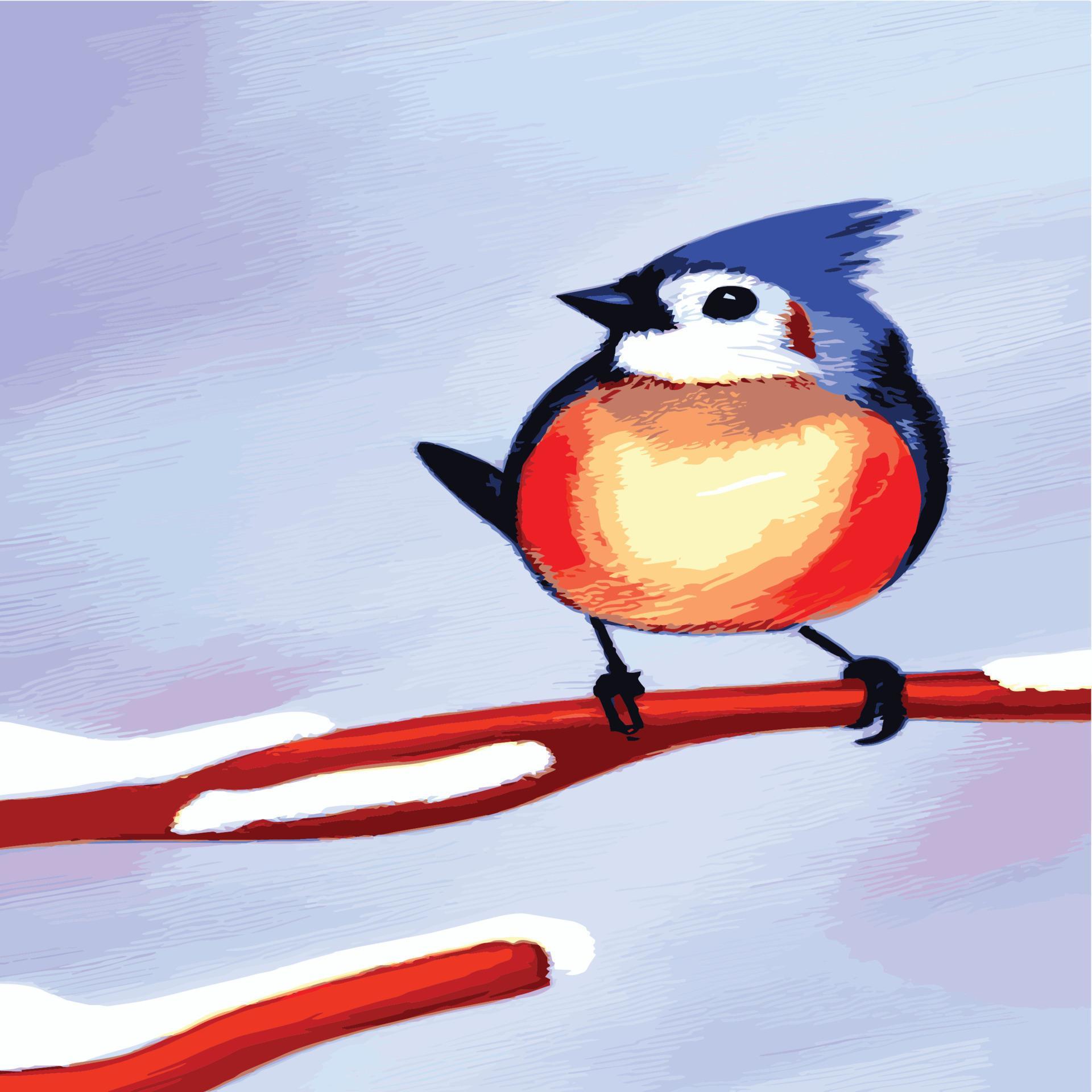 Vector realistic detailed vector illustration winter birds branches ...