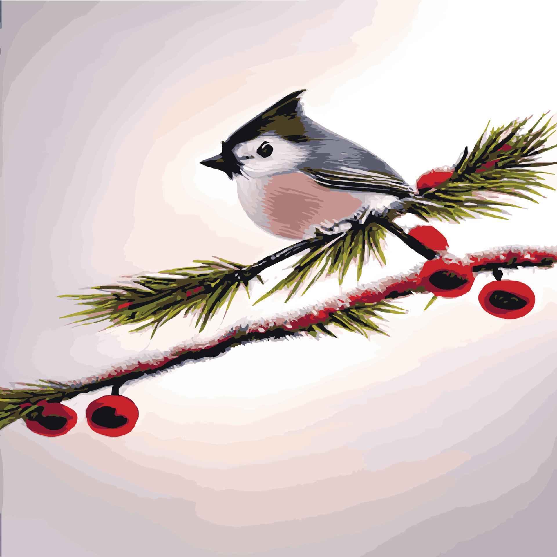 Vector realistic detailed vector illustration winter birds branches ...
