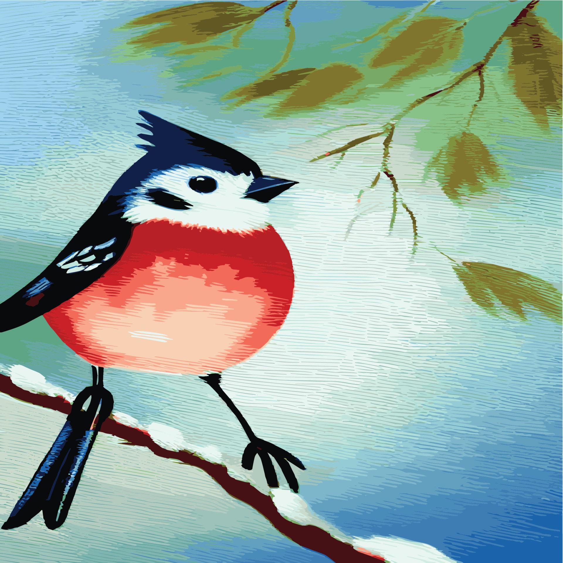 Vector realistic detailed vector illustration winter birds branches ...