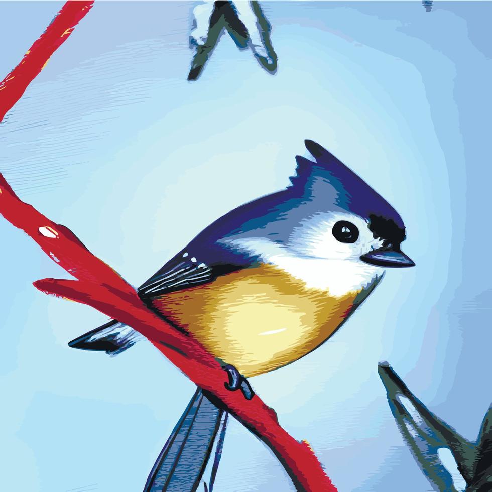 Vector realistic detailed vector illustration winter birds branches ...