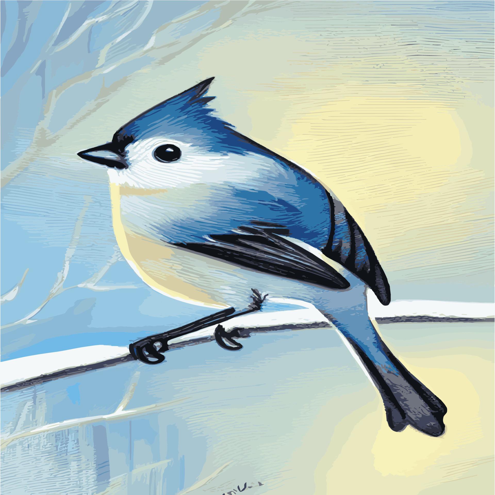 Vector realistic detailed vector illustration winter birds branches ...