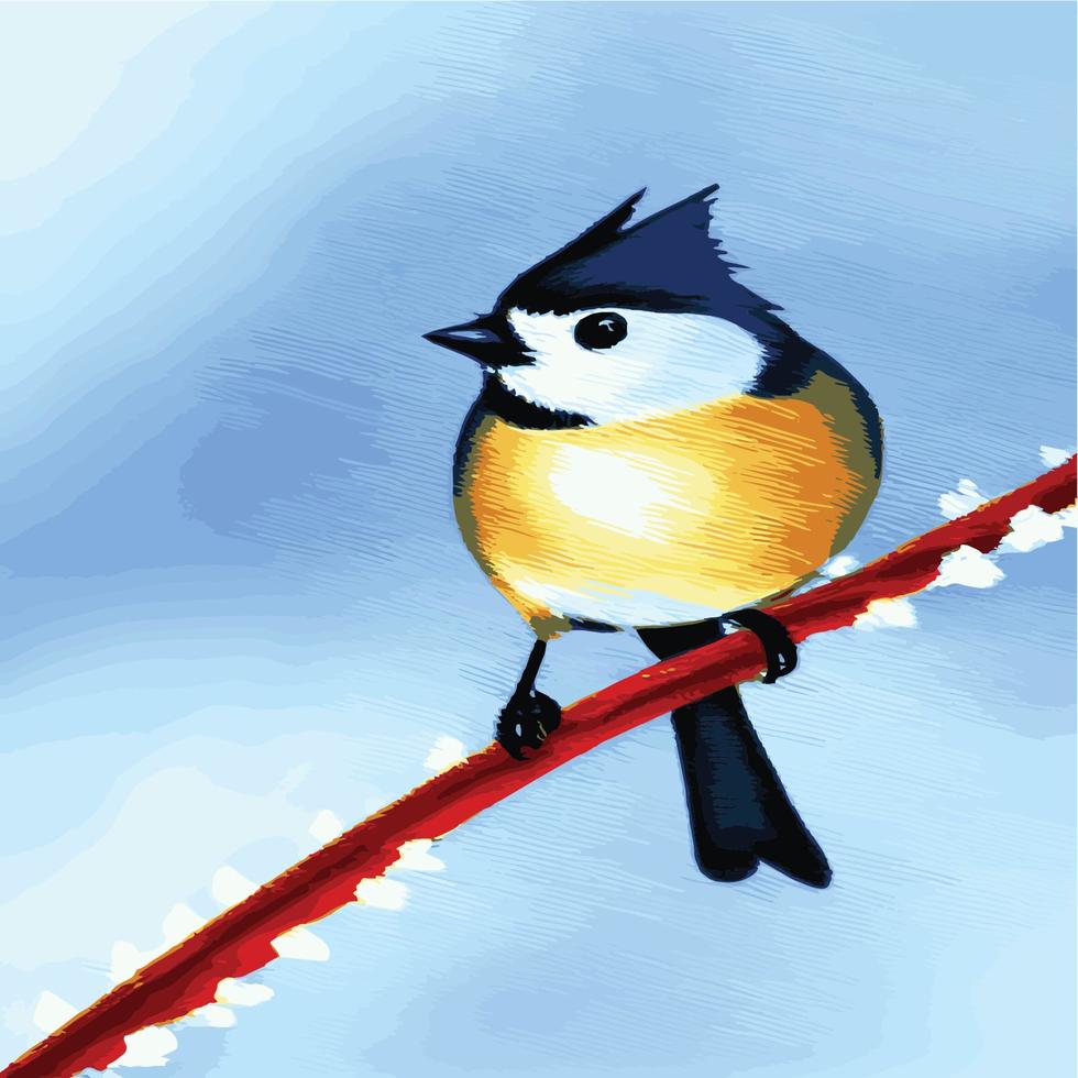 Vector realistic detailed vector illustration winter birds branches ...