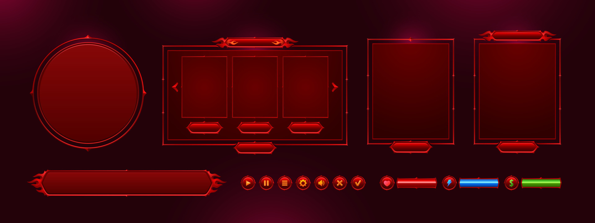 Game Menu Interface Ui Elements Buttons Bars Set 13396439 Vector Art