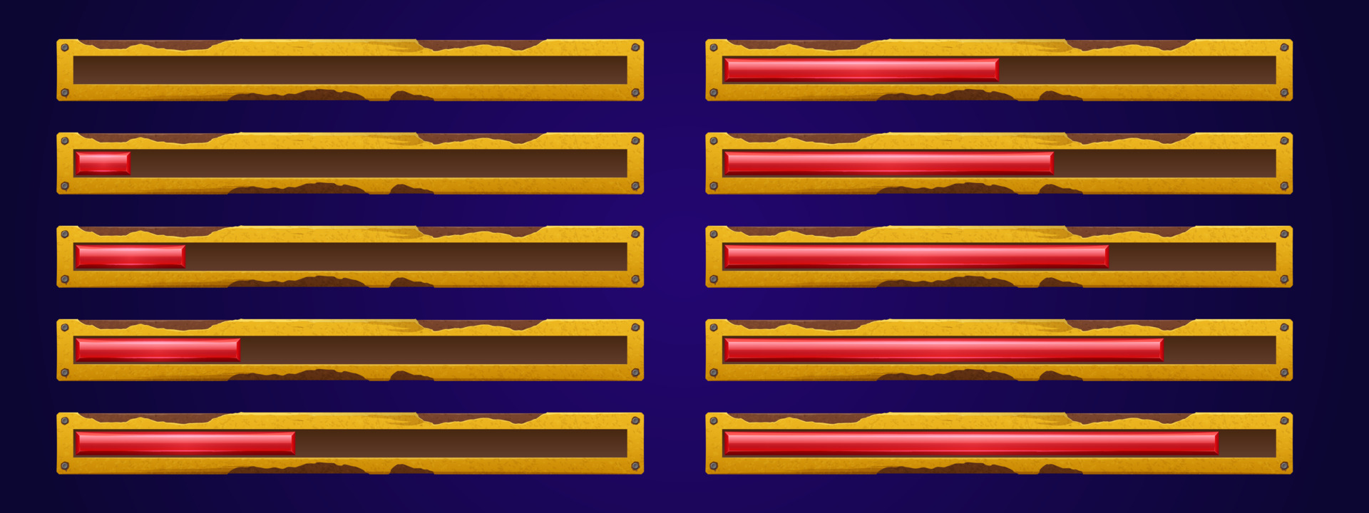 Game Progress Bars Load Slider With Rusty Frame 13396477 Vector Art At Vecteezy