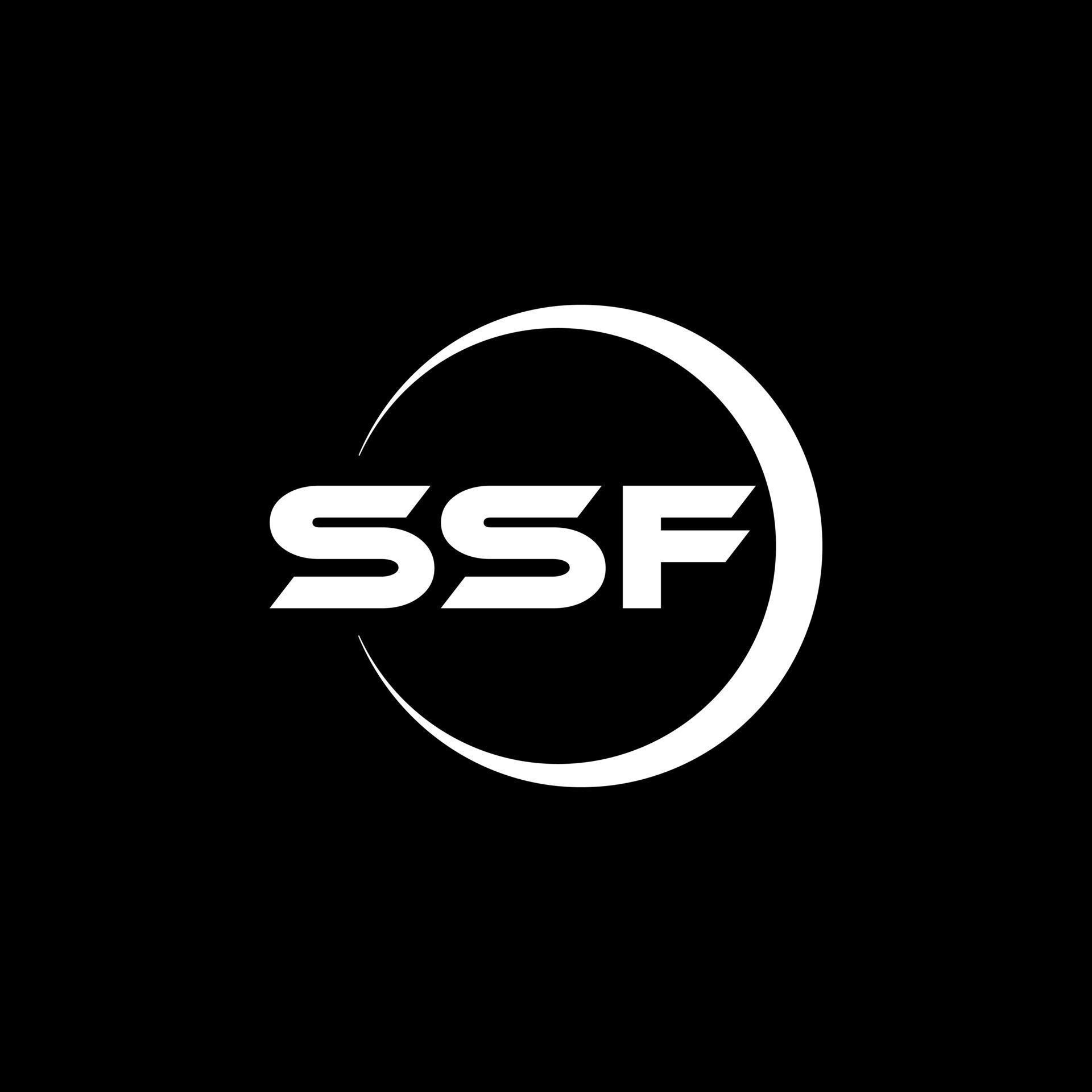SSF letter logo design with black background in illustrator. Vector ...