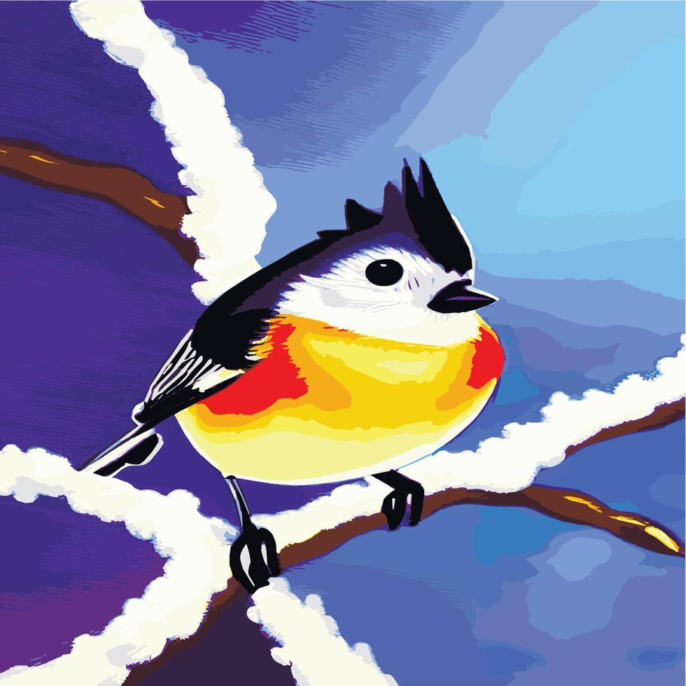 Vector realistic detailed vector illustration winter birds branches ...