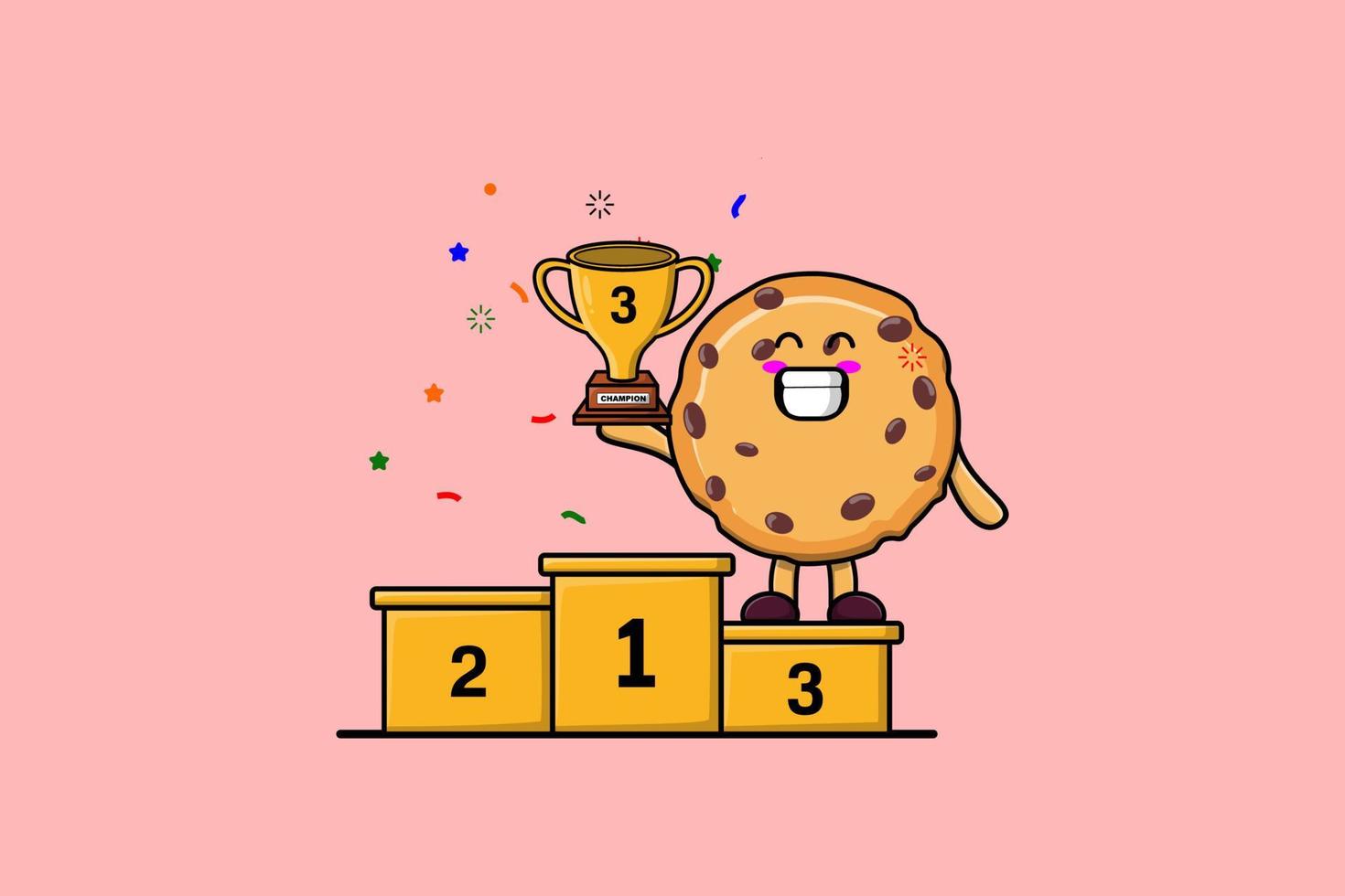 lindo personaje de galletas de dibujos animados el tercer ganador 13400063 Vector en Vecteezy
