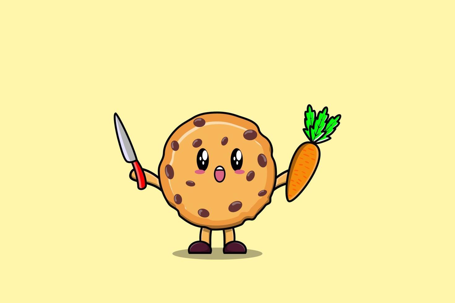 personaje de galletas de dibujos animados lindo con cuchillo 13400110 Vector en Vecteezy