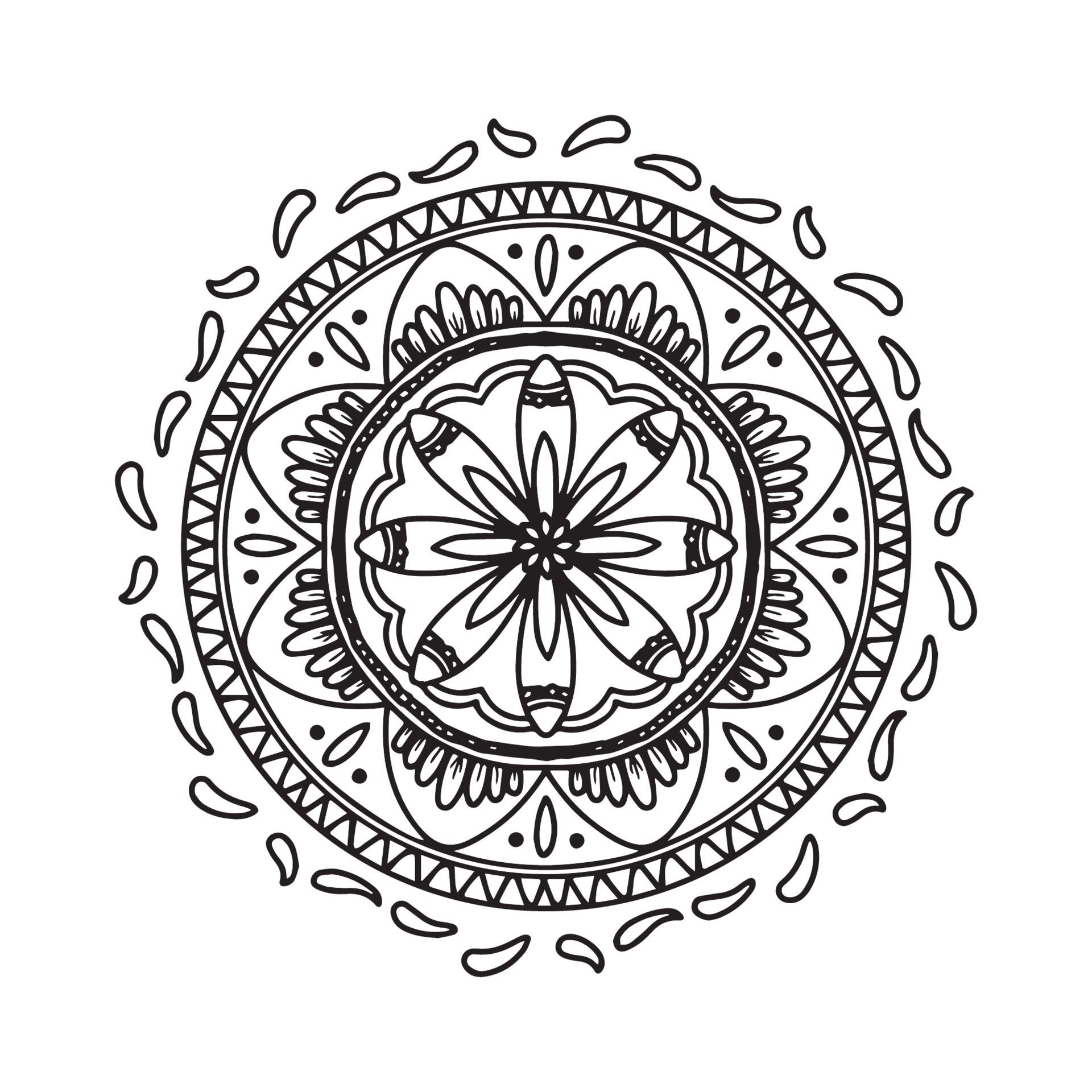 Circular mandala black and white pattern, decorated with Bohemian cool ... Circular mandala black and white pattern, decorated with Bohemian cool ...