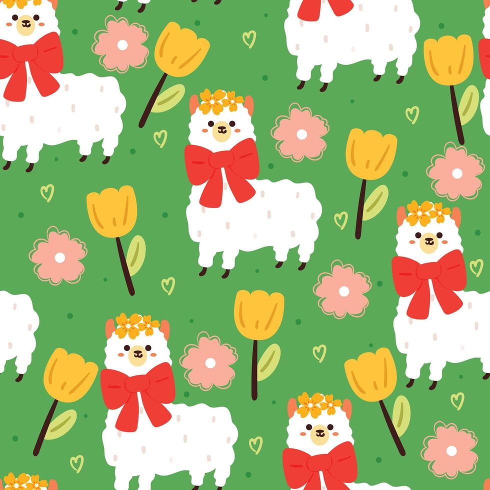 seamless pattern cartoon llama and flowers 13401142 Vector Art at Vecteezy
