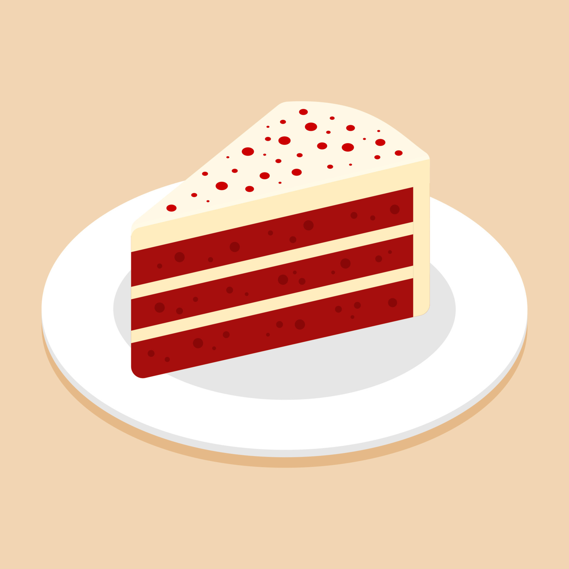 Slice Of Red Velvet Cake On Plate Or Dish Delicious Sweet Dessert For