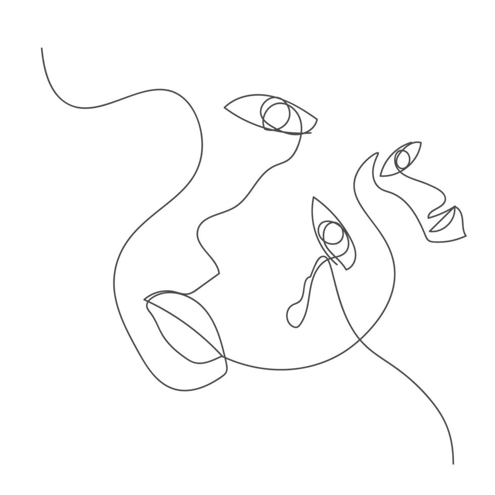 Abstract People Face Outline Style Decoration For Web Or Print Vector Design Element 13402464
