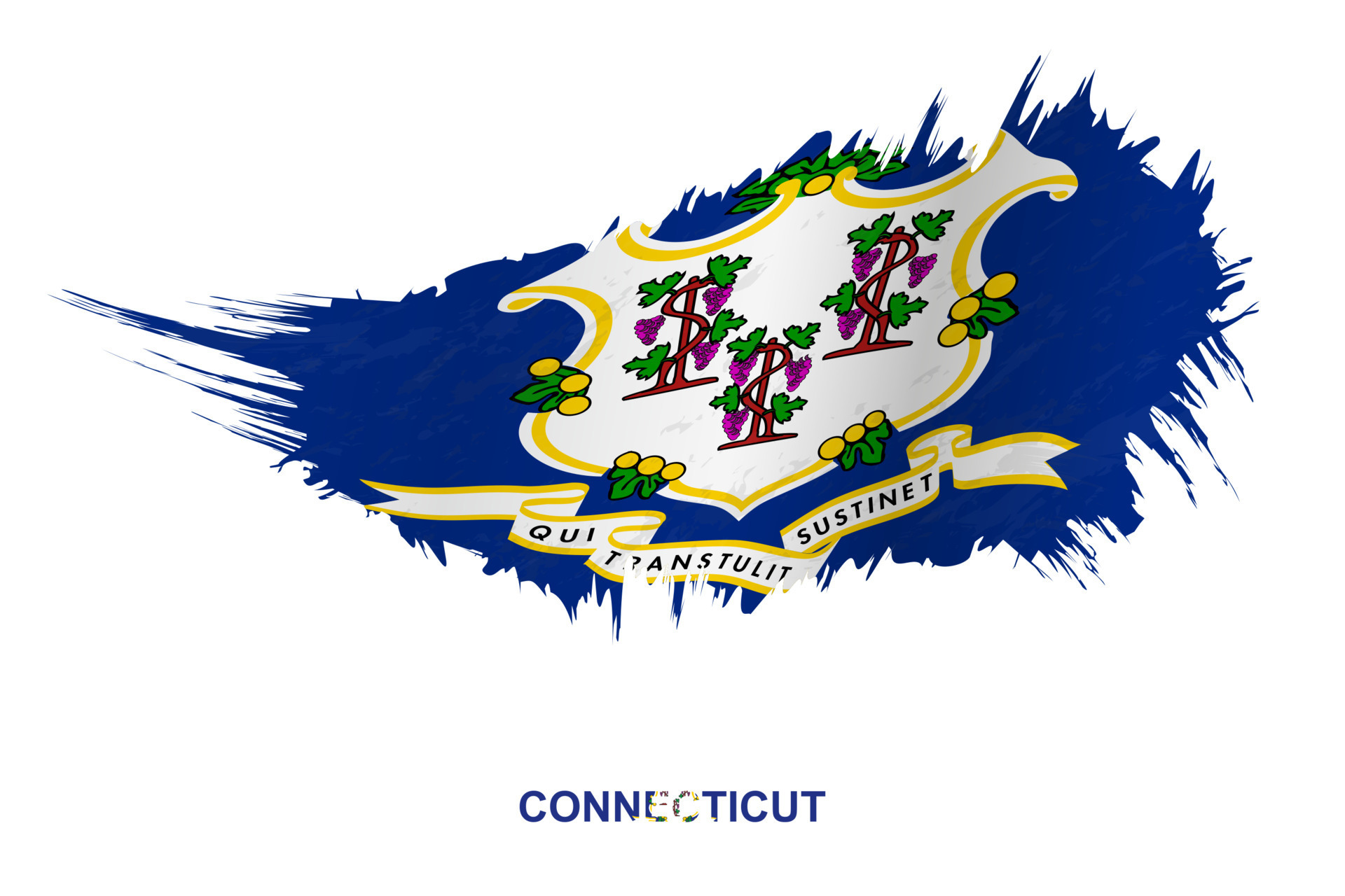 Flag of Connecticut state in grunge style with waving effect. 13402752 ...