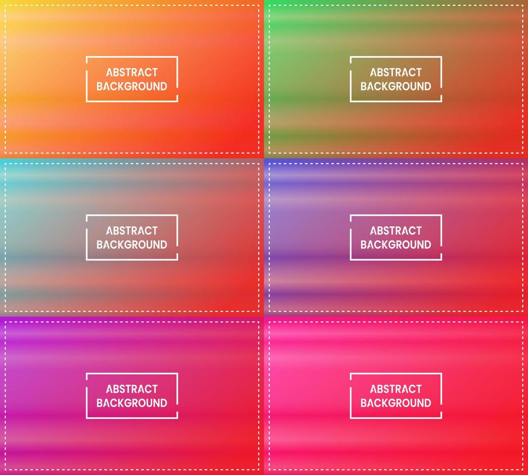 Six Sets Of Red Horizontal Gradient Abstract Background With Frame Shiny Blur And Color Style