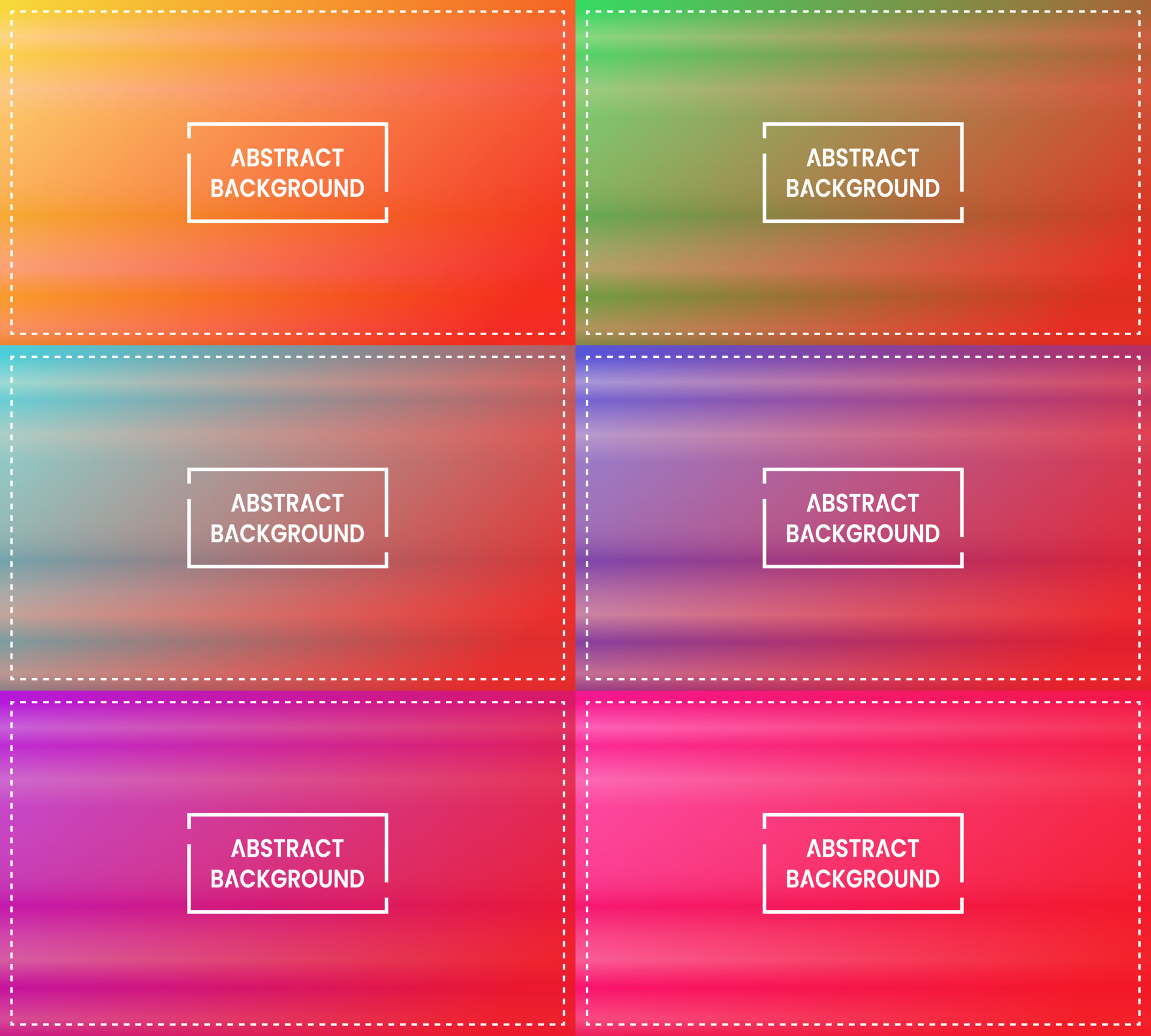 Six Sets Of Red Horizontal Gradient Abstract Background With Frame Shiny Blur And Color Style