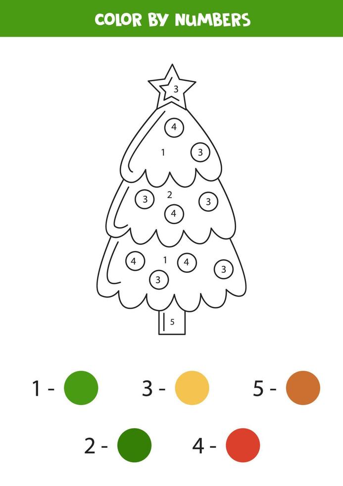 colorea el árbol de navidad por números. hoja de trabajo para niños ...