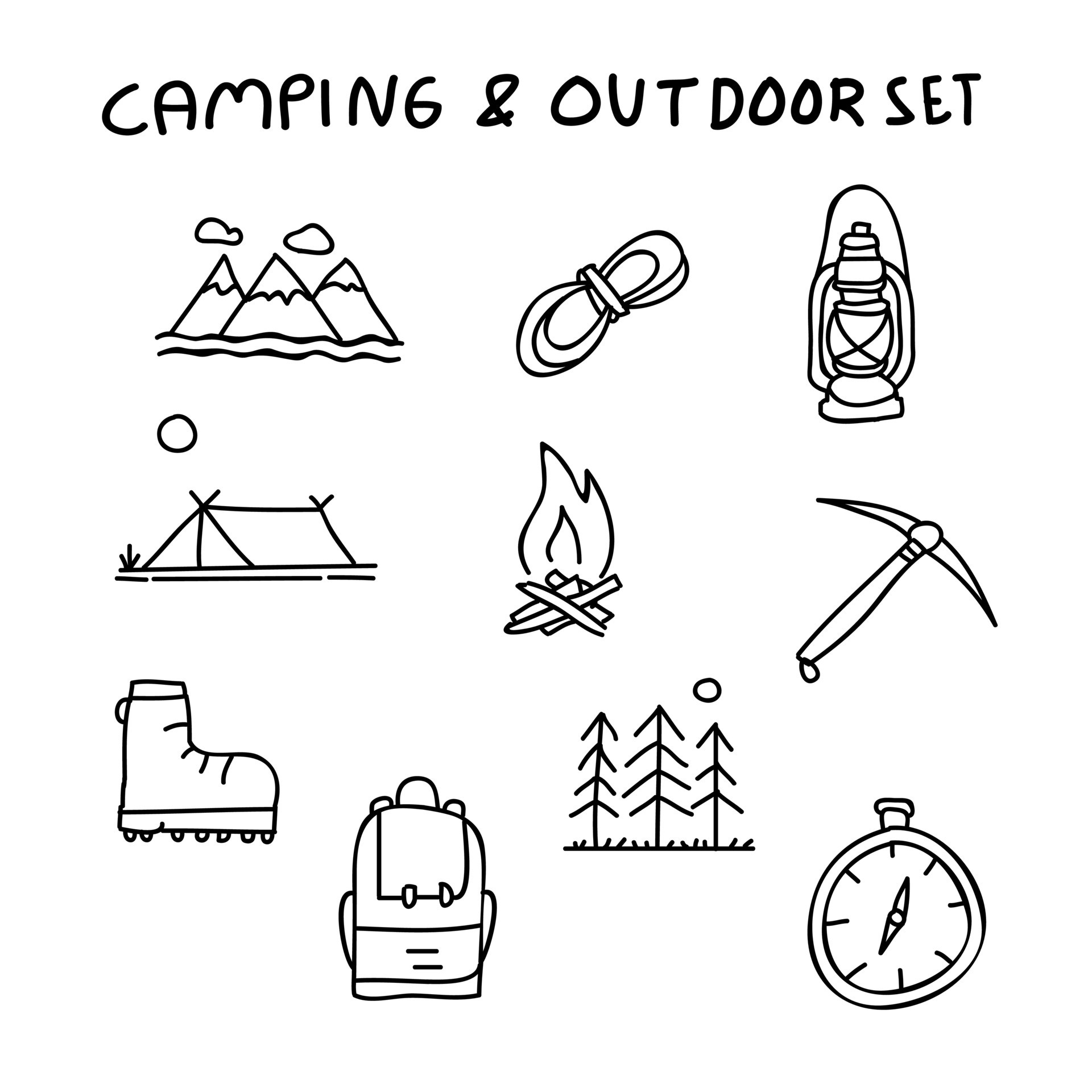 Hand drawn Camping and Outdoor icon, simple doodle icon 13407359 Vector ...