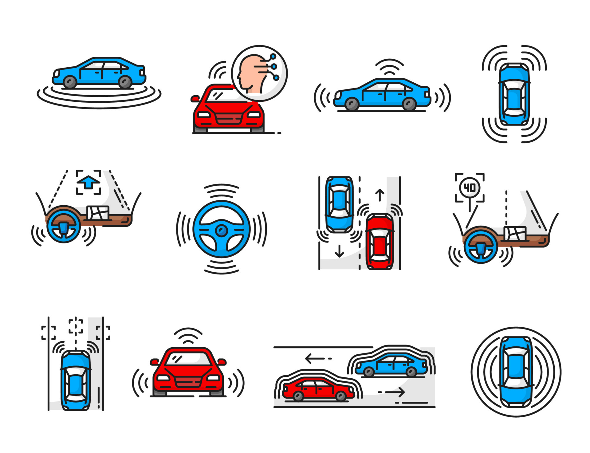 Driverless Car And Autonomous Driving Vehicle Icon 13410957 Vector Art At Vecteezy