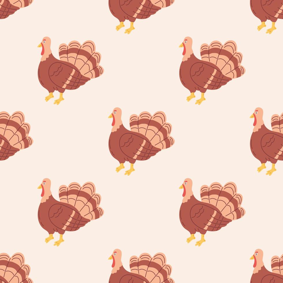 Seamless Turkey Pattern The Thanksgiving Day Collection Flat Vector Seamless Turkey Pattern The Thanksgiving Day Collection Flat Vector