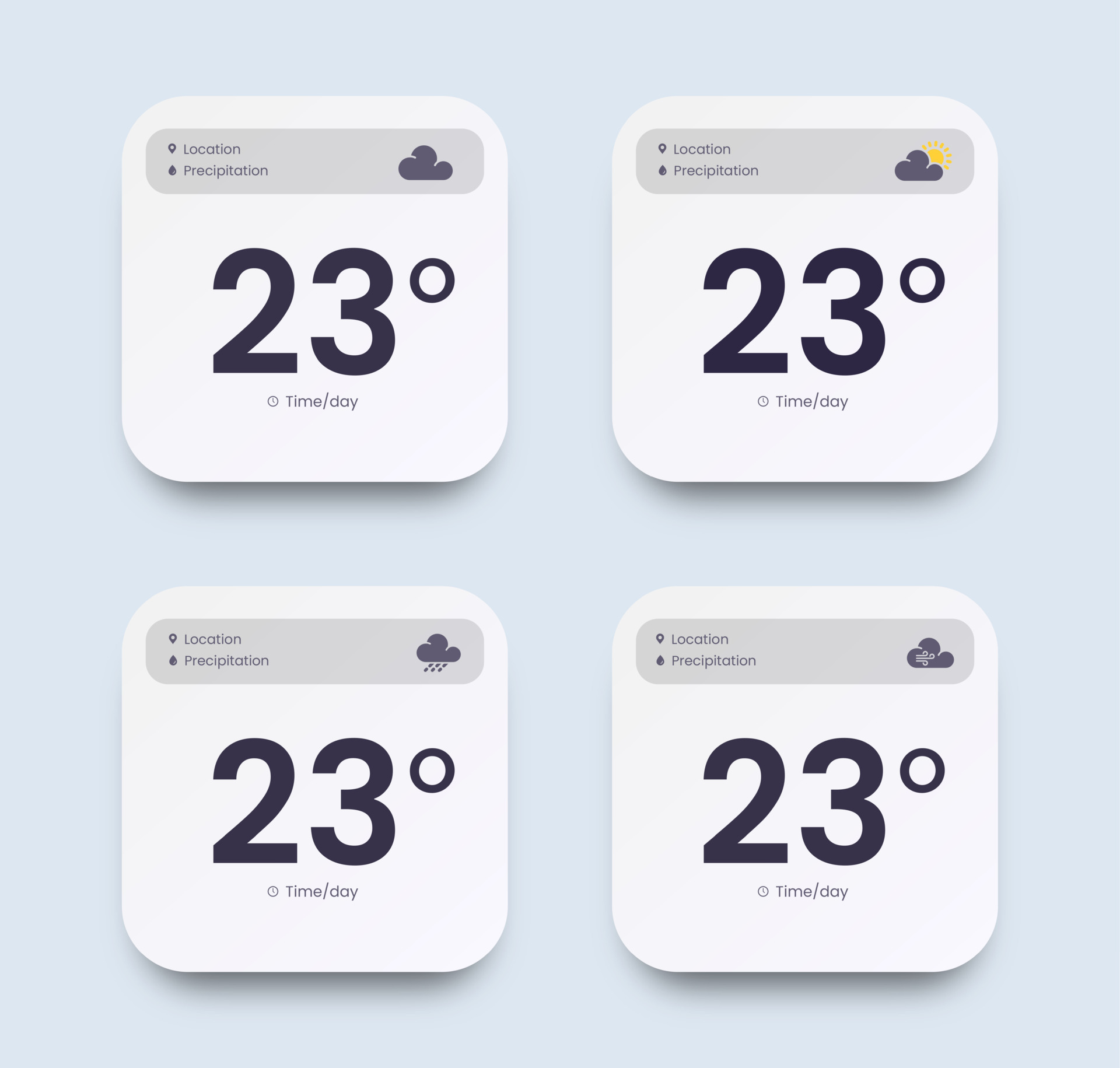 Interface Elements For Weather Forecast Mobile App White Ui Toolkit