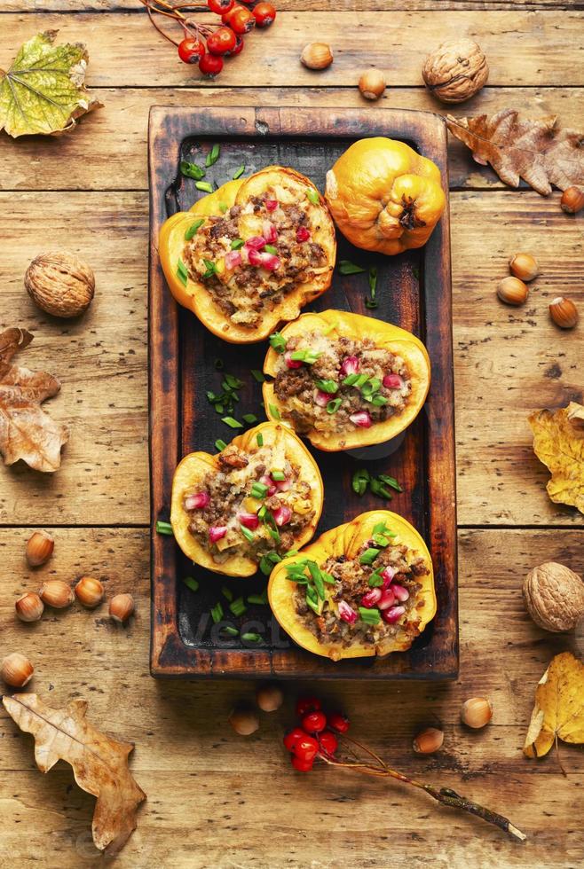 Halves quince stuffed with meat 13415580 Stock Photo at Vecteezy