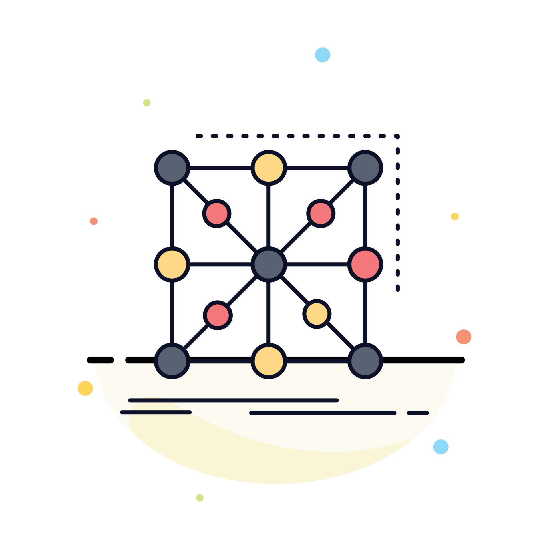 Data framework App cluster complex Flat Color Icon Vector 13416641 ...