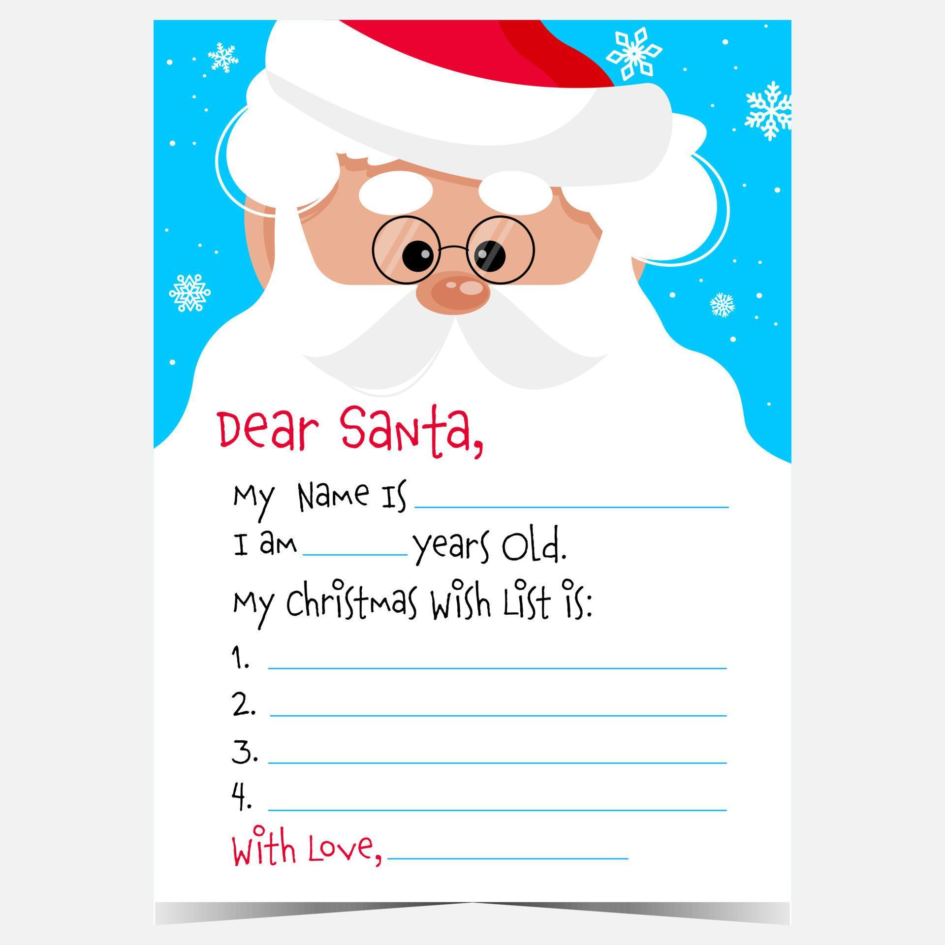 Dear Santa postcard to fill with a message and Christmas wish list ...