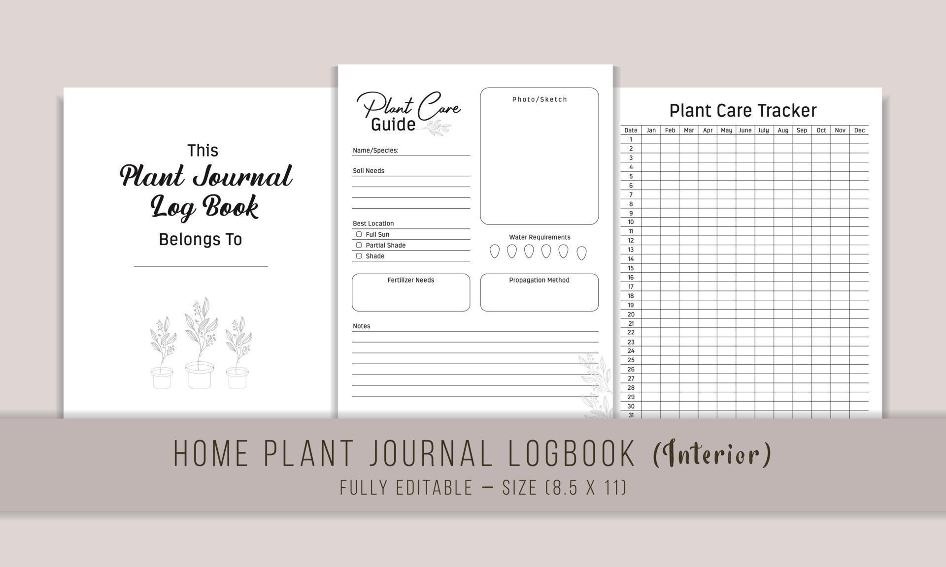 House Plant Journal Log Book Interior Template 13418140 Vector Art at ...