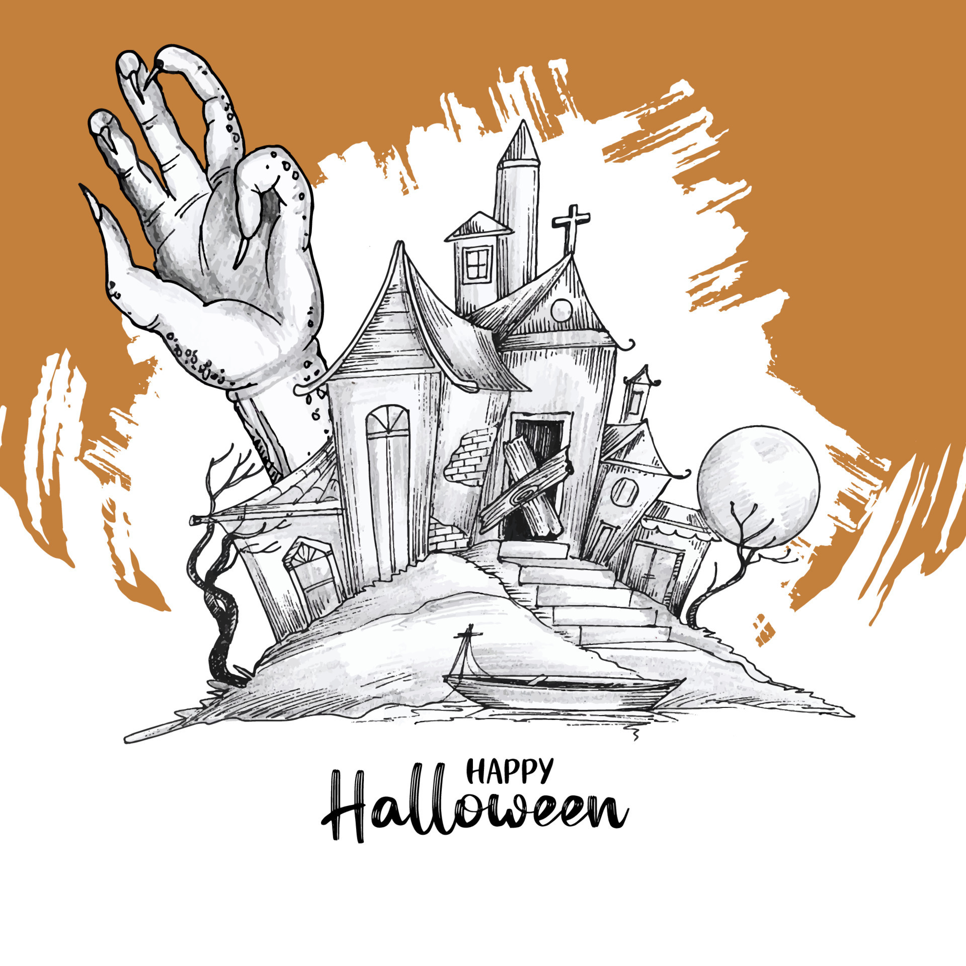 Happy Halloween Horror Festival Celebration Decorative Background Design 13418169 Vector Art At