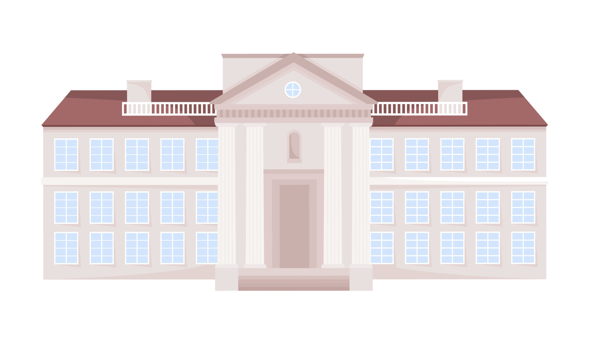 Public Building With Columns Semi Flat Color Vector Object Classical Architecture Editable