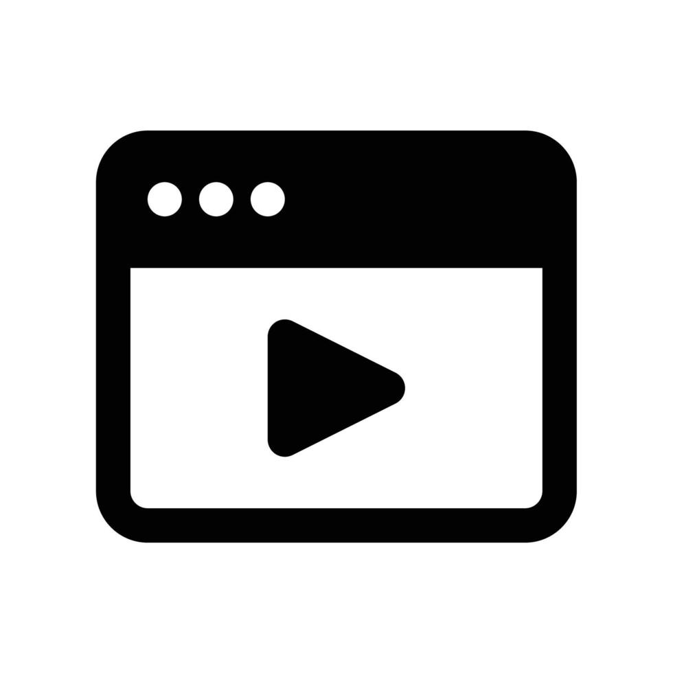 Video blog icon or vlog with browser and play button in black outline ...