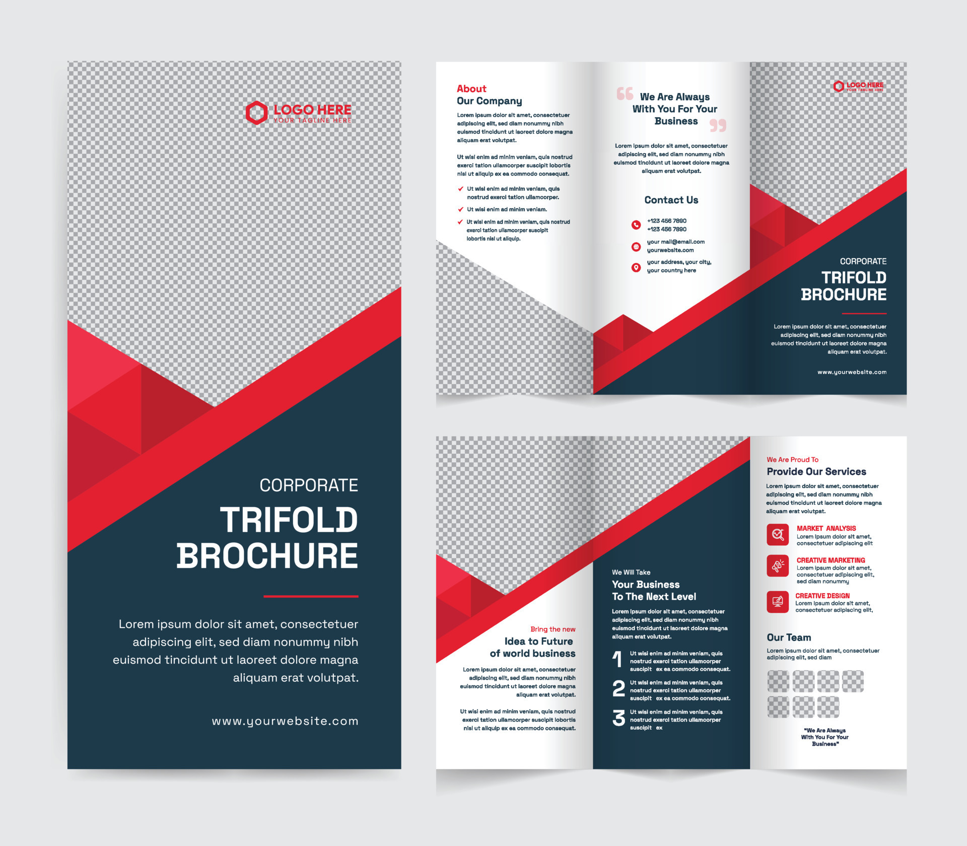 Corporate trifold brochure template. Modern, Creative, and Professional ... Corporate trifold brochure template. Modern, Creative, and Professional ...