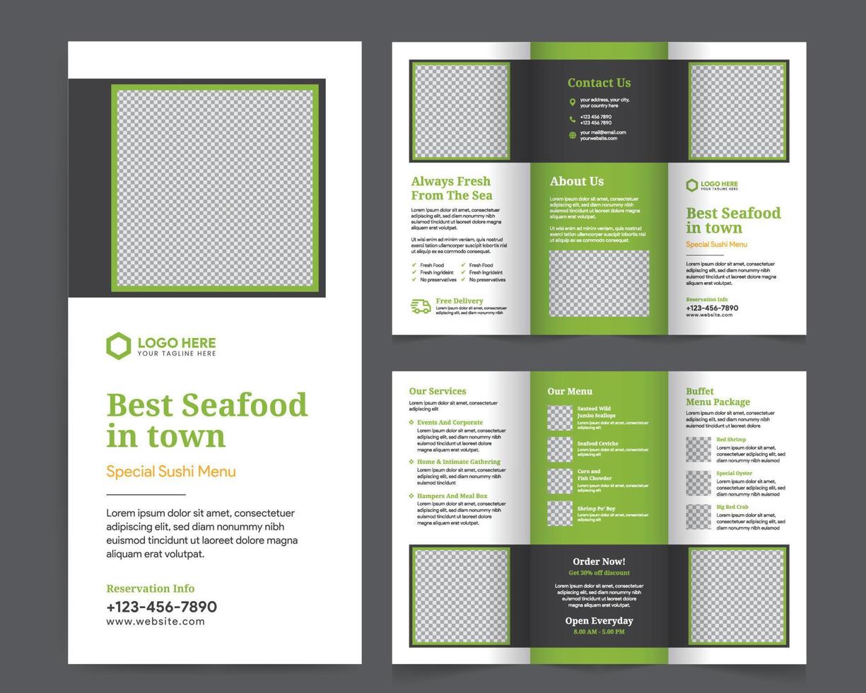 Modern food tri-fold brochure and menu design template. Tri-fold ... Modern food tri-fold brochure and menu design template. Tri-fold ...
