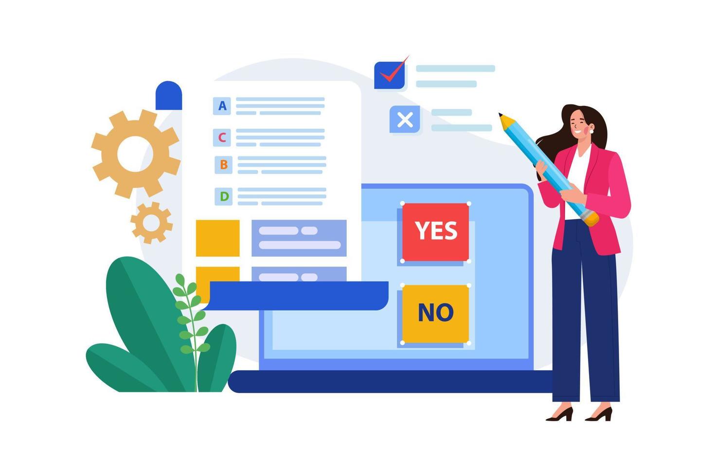 Woman filling survey form online survey concept feedback service ... Woman filling survey form online survey concept feedback service ...