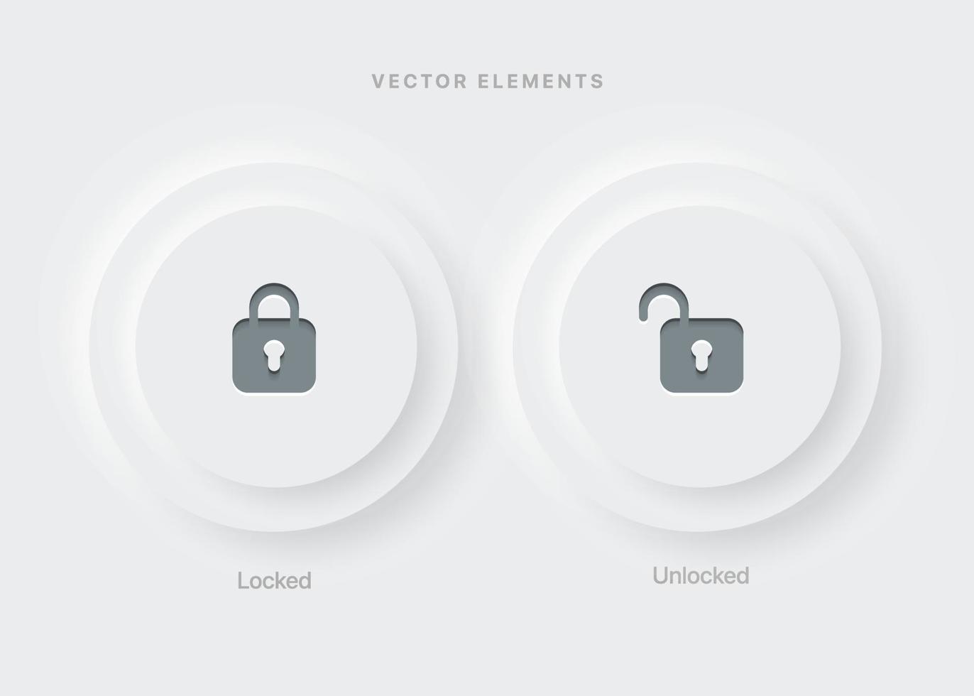 3d Neumorphism On Off Icon Push Button Symbol Soft White Slider Bars Active Unlock And Lock