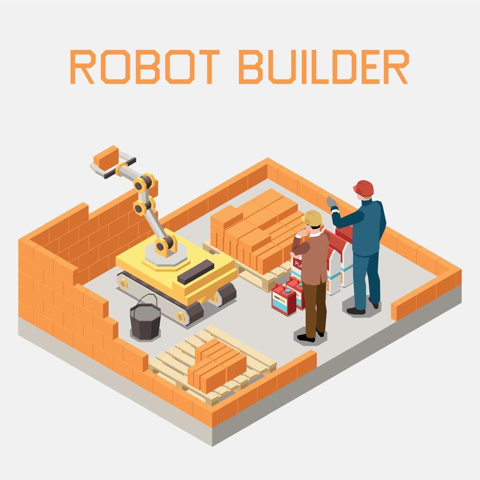 Robot Builder Isometric Illustration 13436198 Vector Art at Vecteezy
